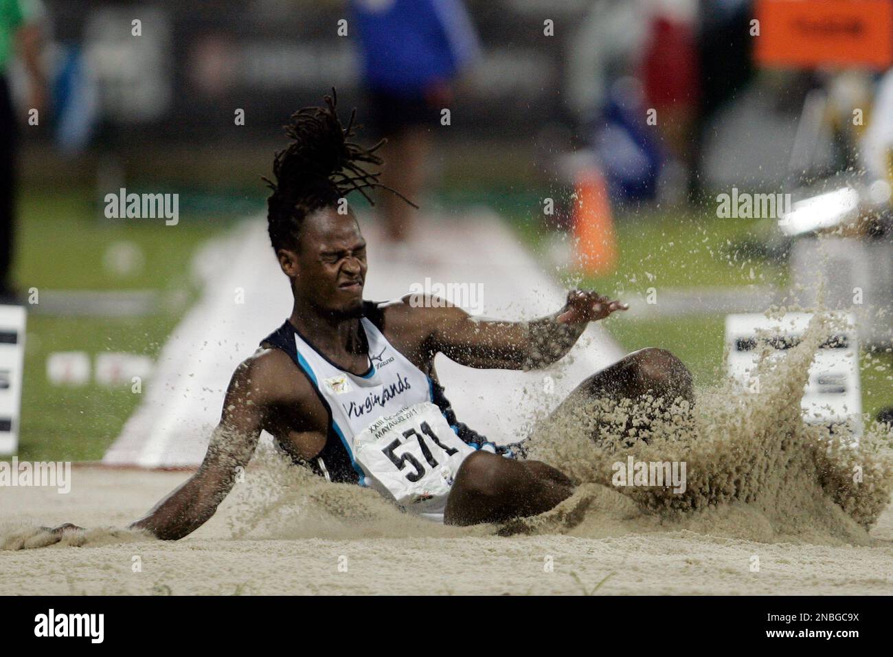 U.S. Virgin Islands’ Leon Hunt competes in the men's long jump final ...