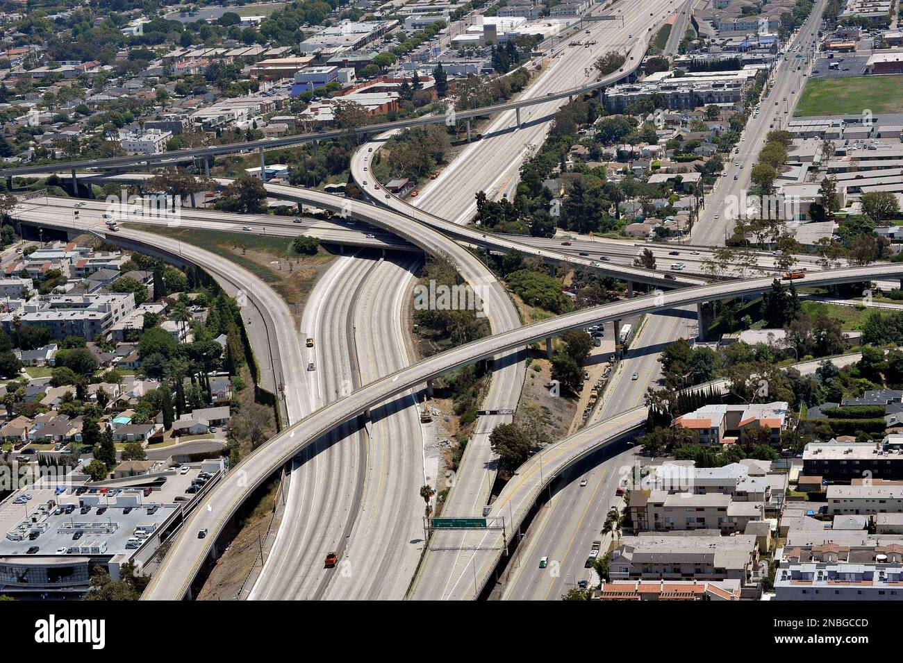 This aerial photo shows the on ramp from the 10 Freeway West to ...