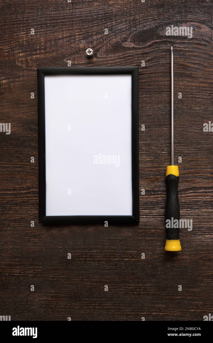 white frame wood background diy repair design Stock Photo - Alamy