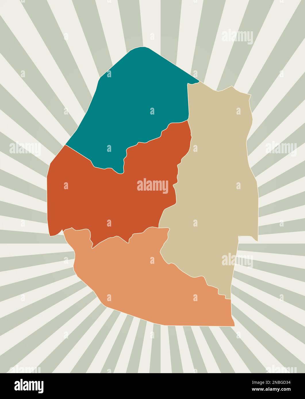 Swaziland Map Poster With Map Of The Country In Retro Color Palette