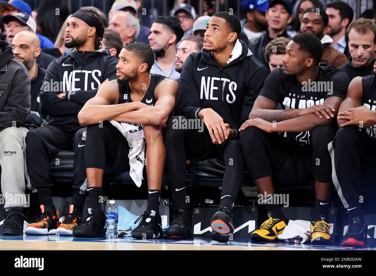 Brooklyn Nets guard Patty Mills, forward Mikal Bridges, center Nic ...