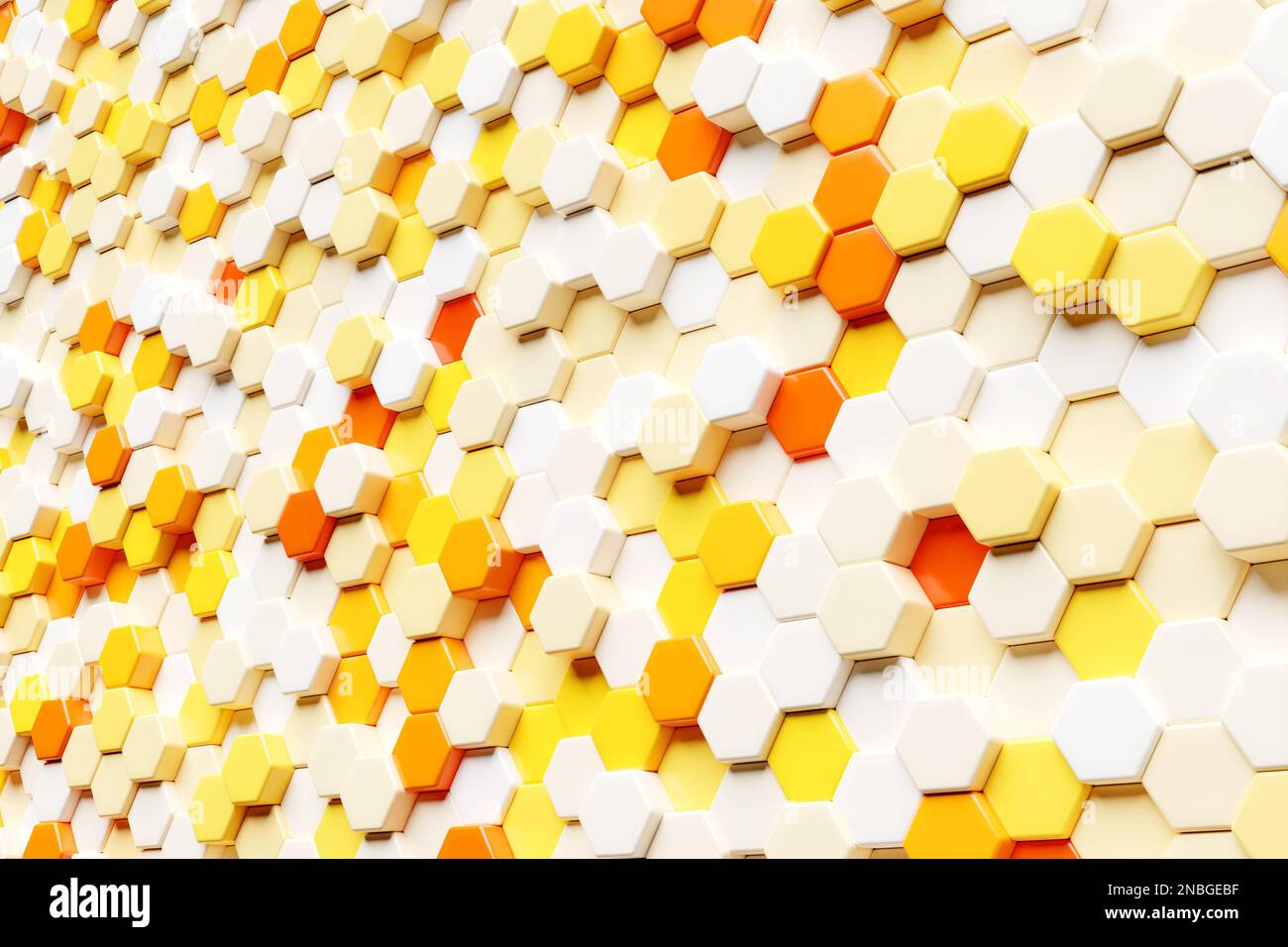 3d illustration of a pattern of simple geometric hexagonal shapes ...