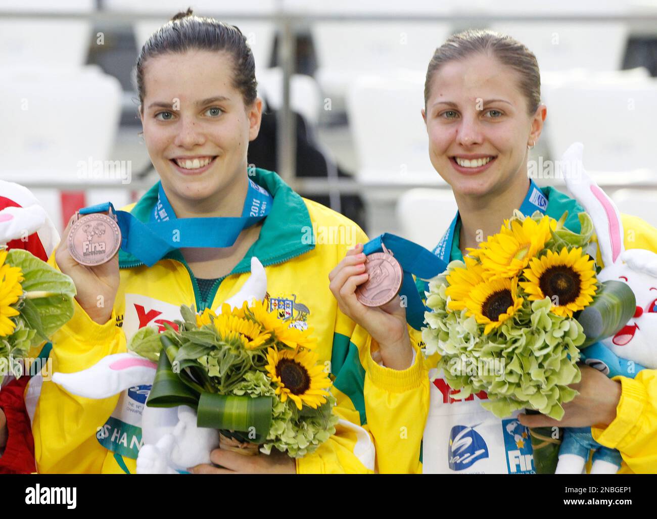 Australia's Anabelle Smith, left, and Sharleen Stratton pose with their ...