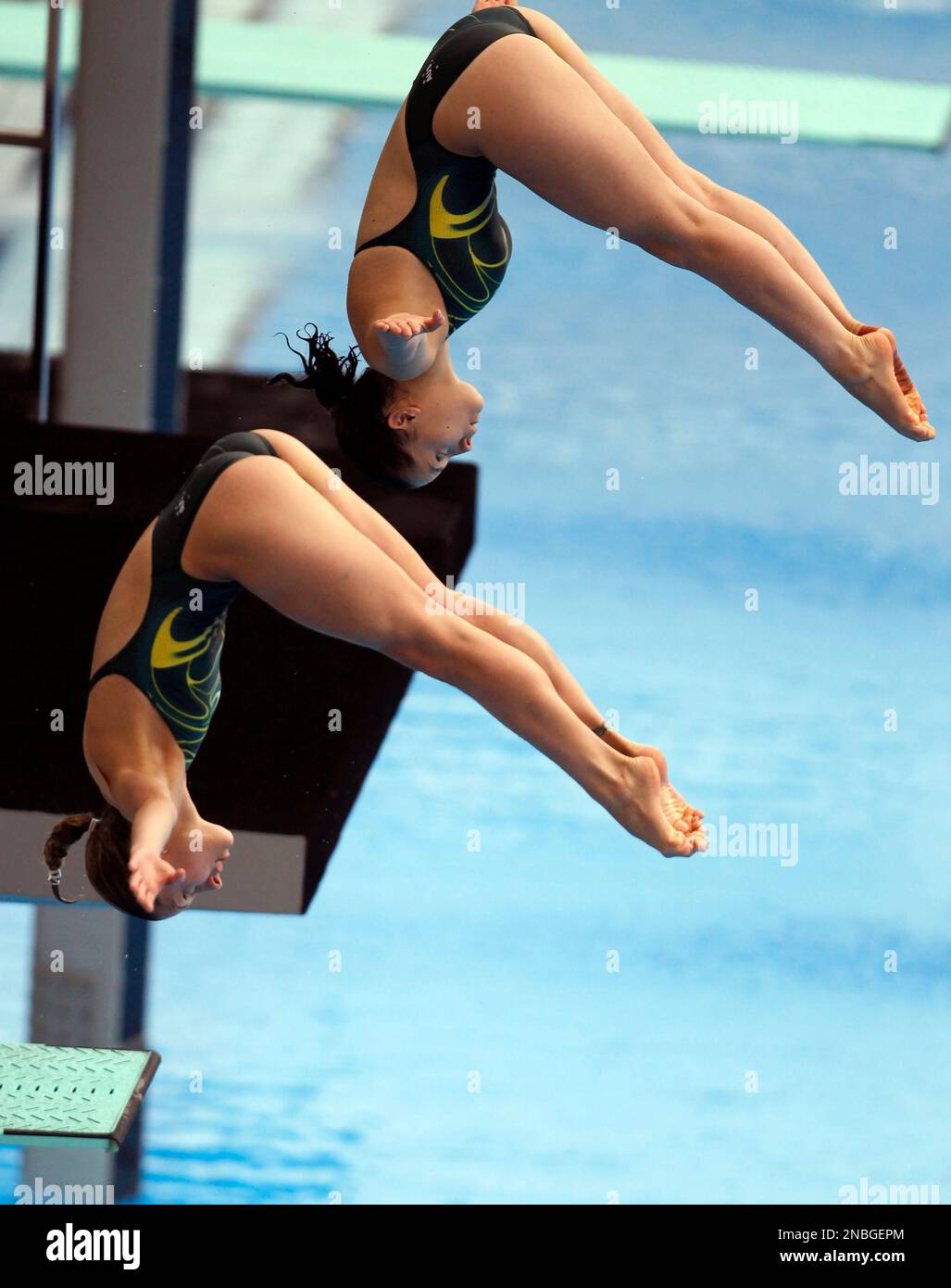 Australia's Anabelle Smith and Sharleen Stratton dive during the women ...