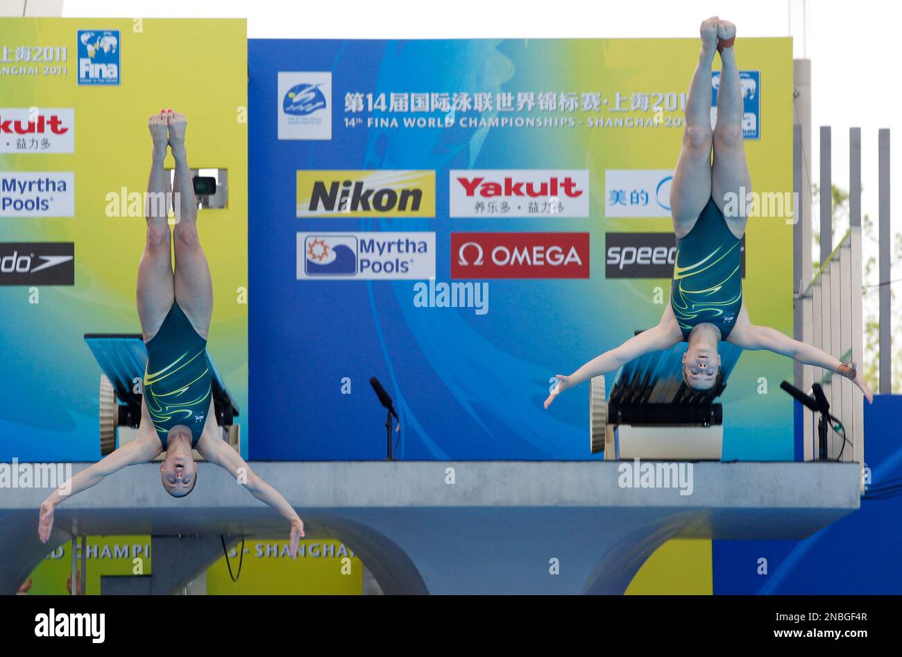 Australia's Anabelle Smith and Sharleen Stratton dive during the women ...