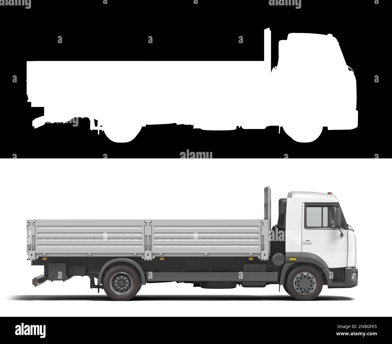 white flatbed truck template isolated on white for car branding and ...