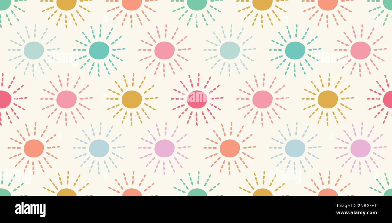 Sunshine background vector banner. Fun and bright nature sun seamless ...