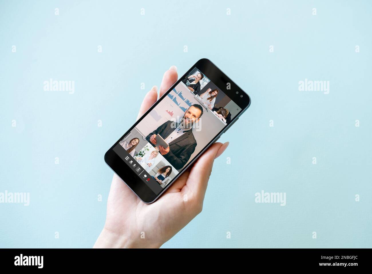 mobile conference business webinar group screen Stock Photo - Alamy