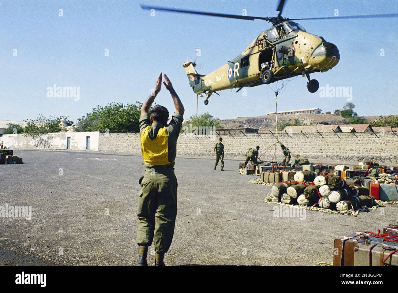 Men of 42 Royal Marine Commando airlift men and their baggage from the ...