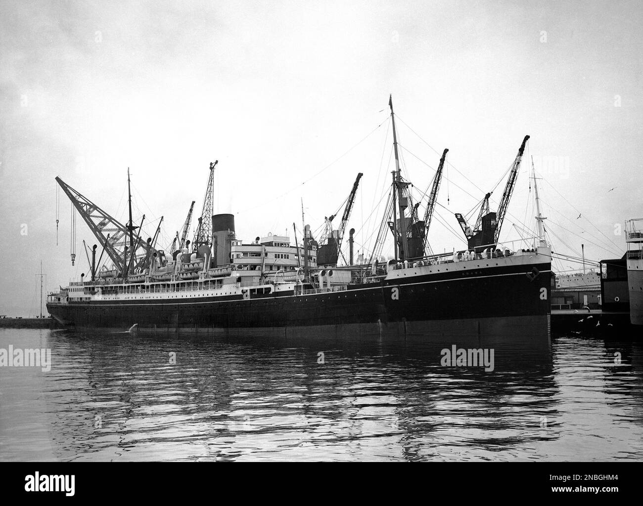 Liner S.S. Arawa at Southampton on Jan. 11, 1939. (AP Photo Stock Photo ...