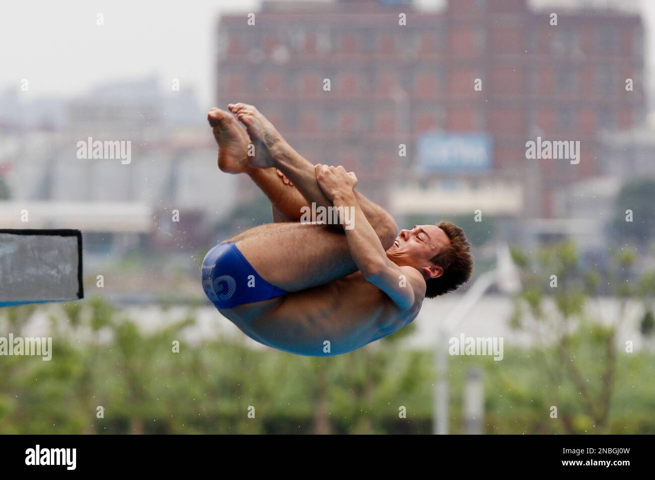 British diver Tom Daley practices at the FINA Swimming World ...