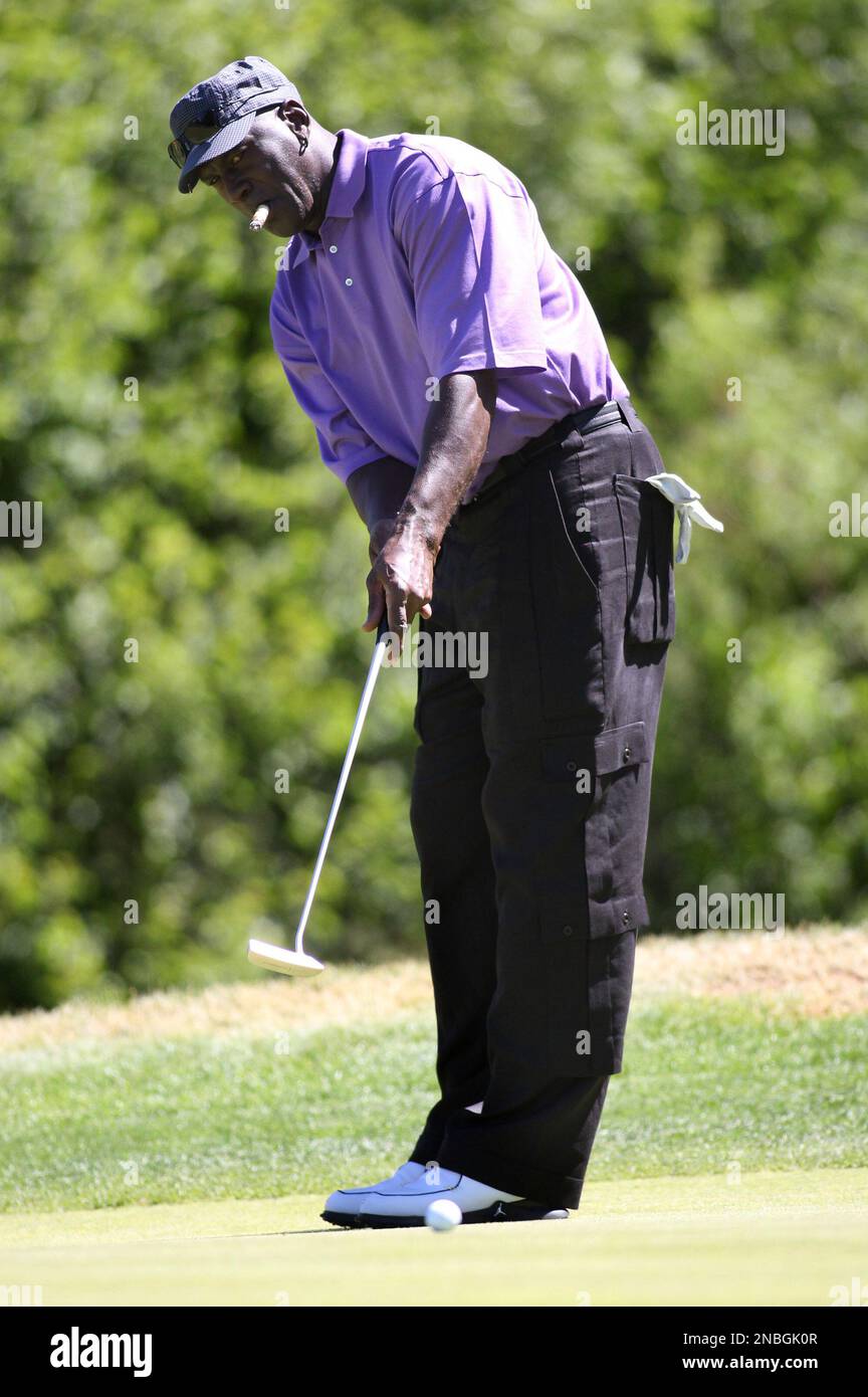 Former NBA player Michael Jordan plays in a practice round in the 22nd ...
