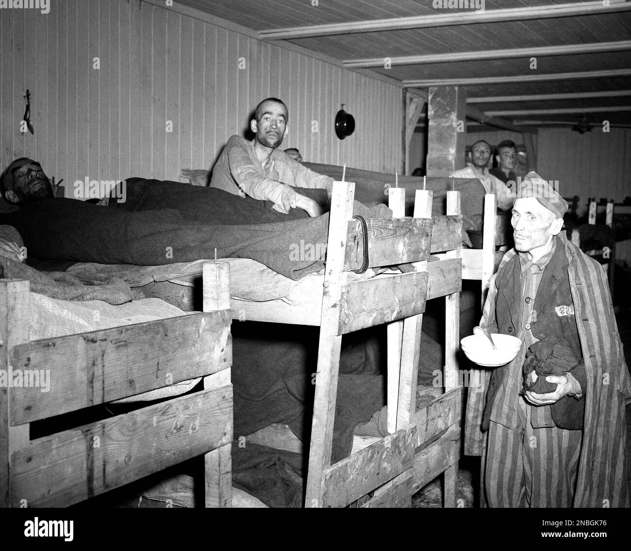 Interior of the prison hospital in the Langenstein concentration camp ...