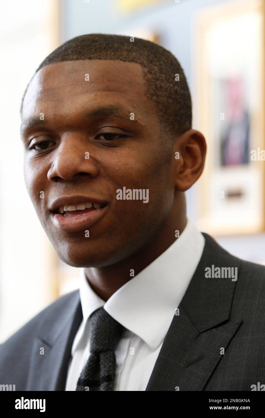 Miami Heat forward James Jones speaks after an event where he announced ...