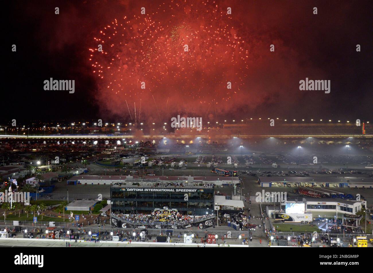 Fireworks are set off after the conclusion of the NASCAR Coke Zero 400 ...