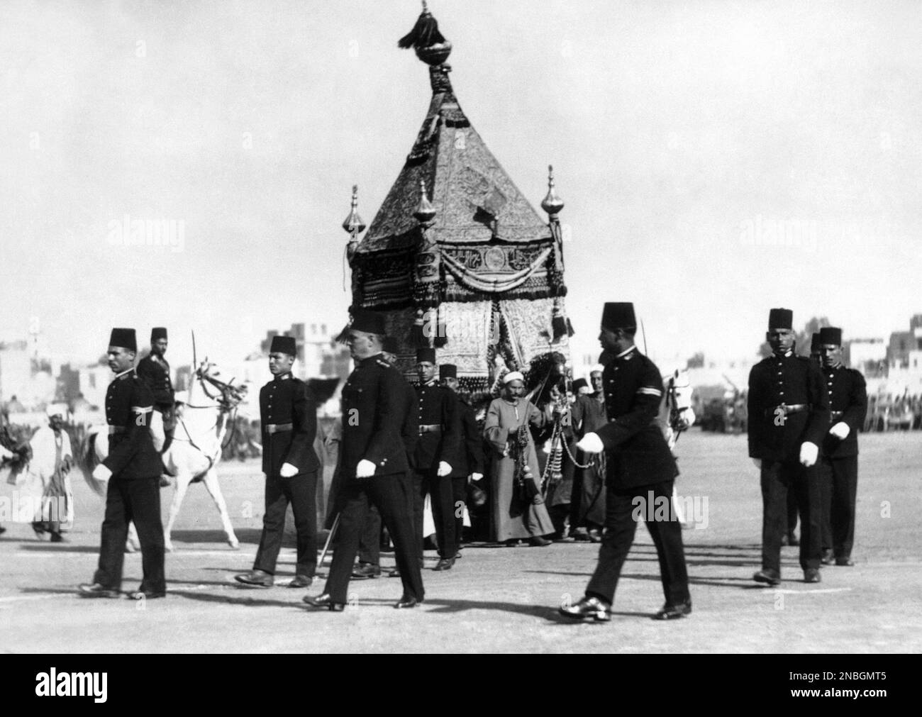 The annual ceremony of the departure of the Kiswa and Mahmal, holy ...