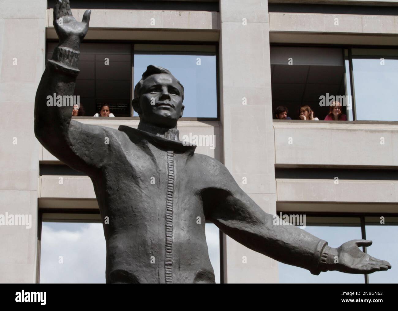 The newly-unveiled statue of Yuri Gagarin, the first man in space, is ...
