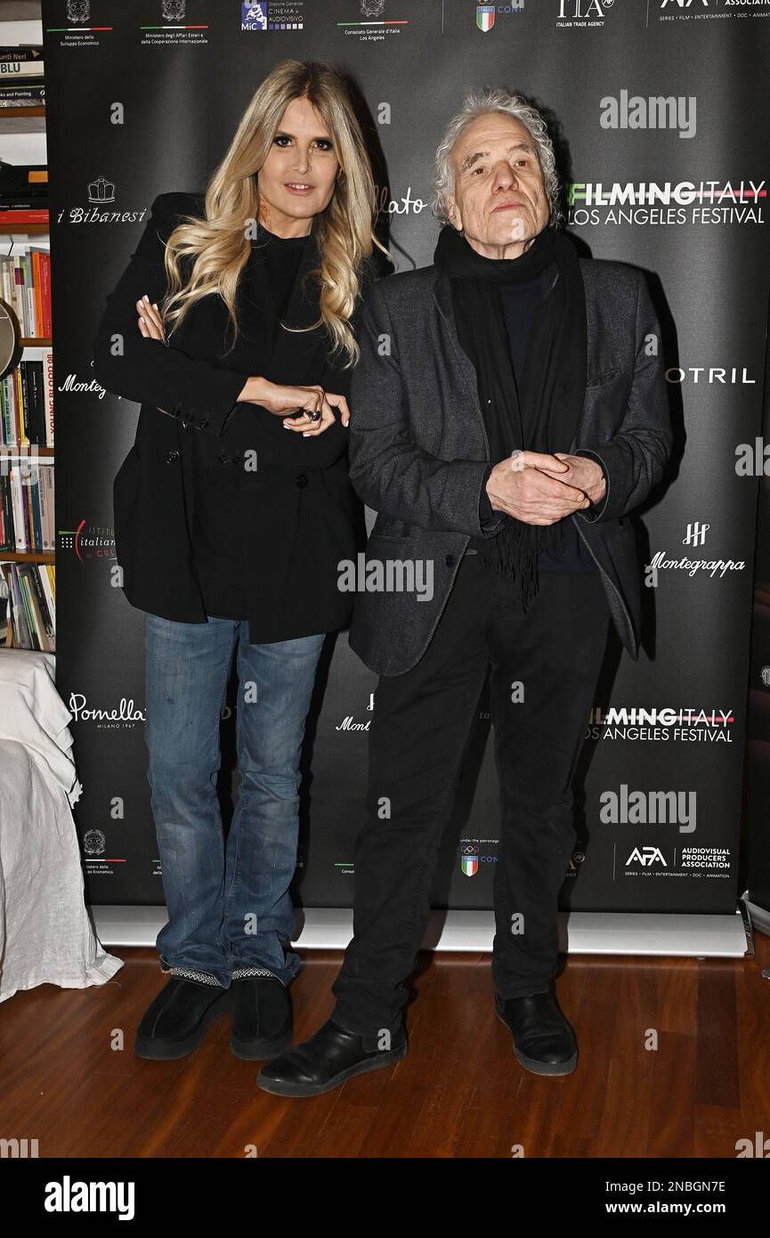 Rome, Italy 13rd February 2023, Tiziana Rocca , Abel Ferrara Abel ...