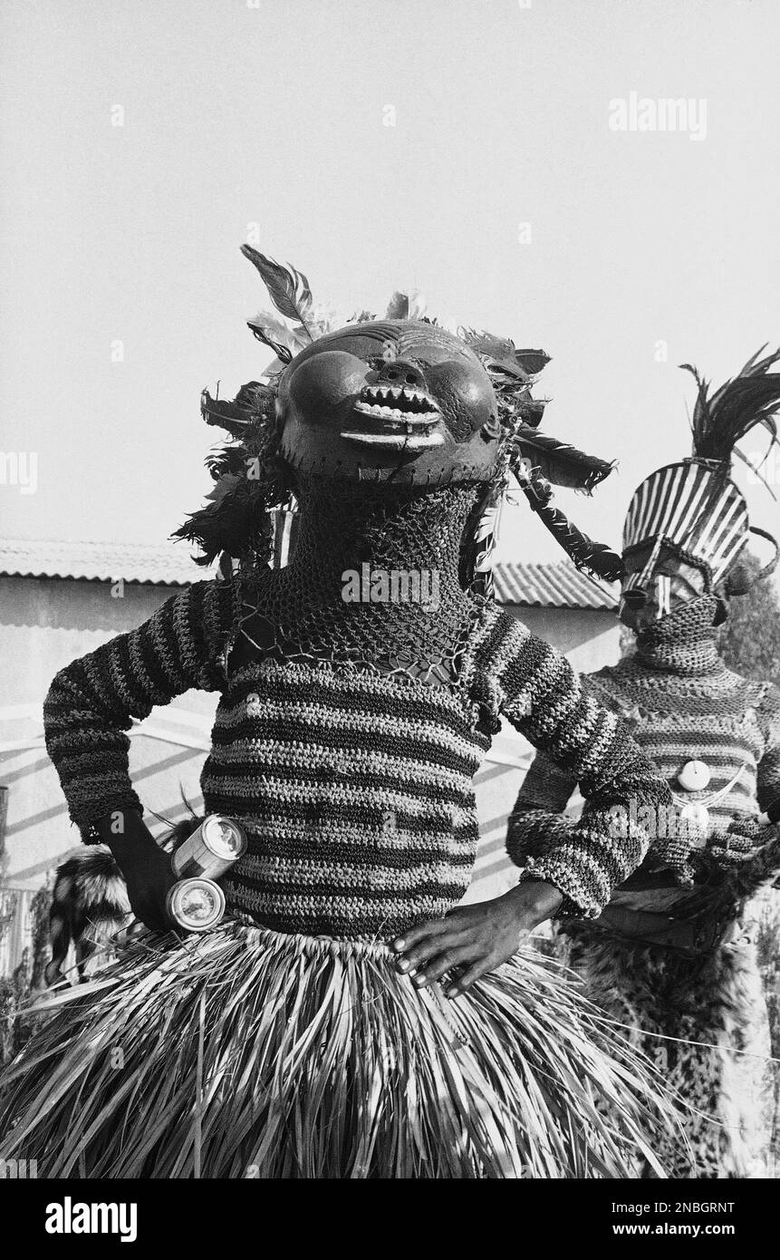 Fearsome-looking South African witch doctor is shown in tribal garb ...