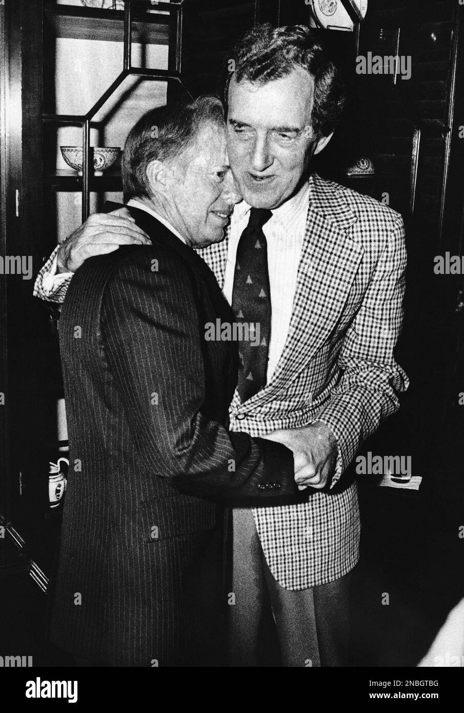 Sen. Edmund S. Muskie and President Jimmy Carter embrace after the ...