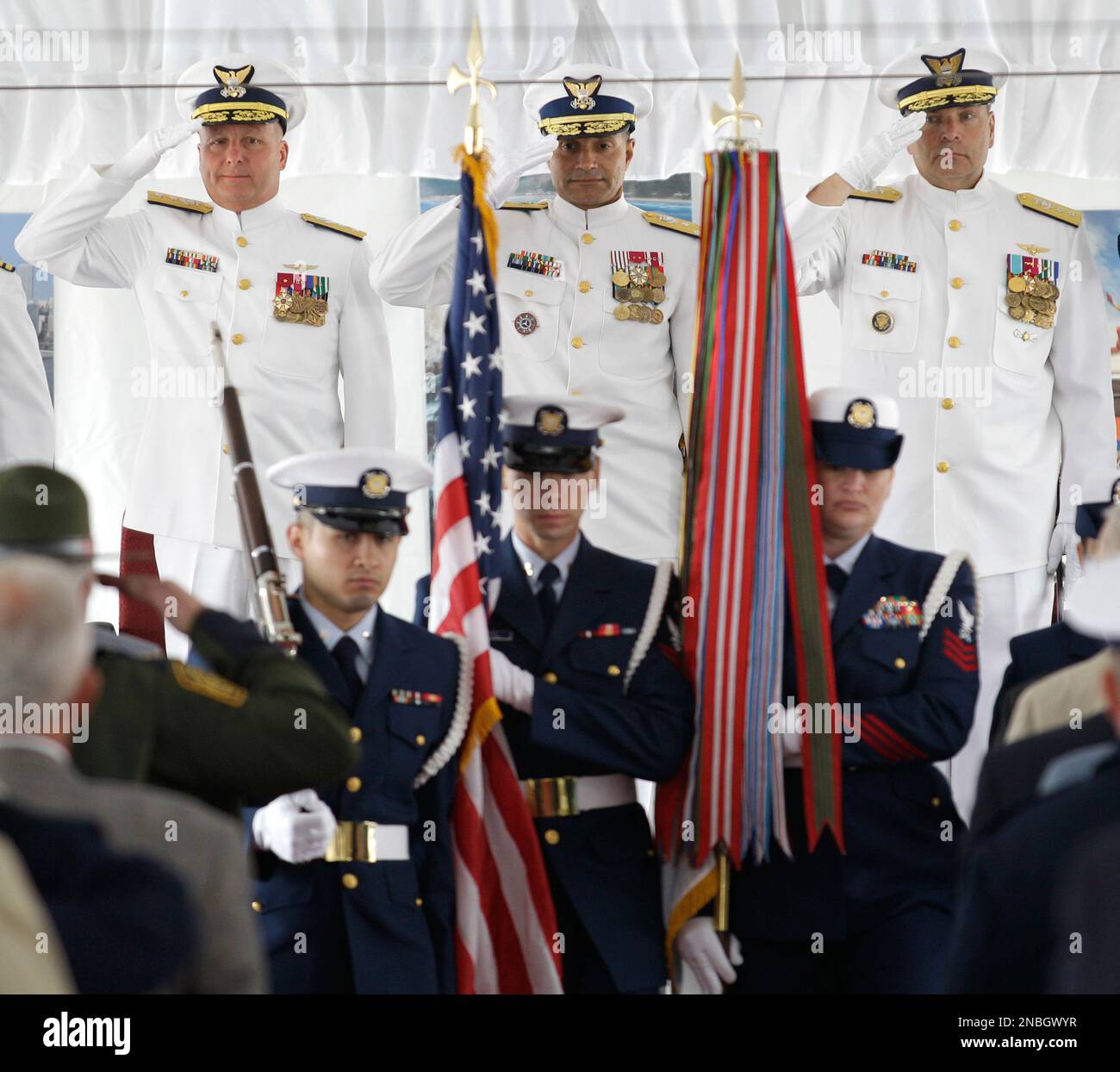 U.S. Coast Guard Rear Admiral Keith Taylor, left, of Massachusetts ...
