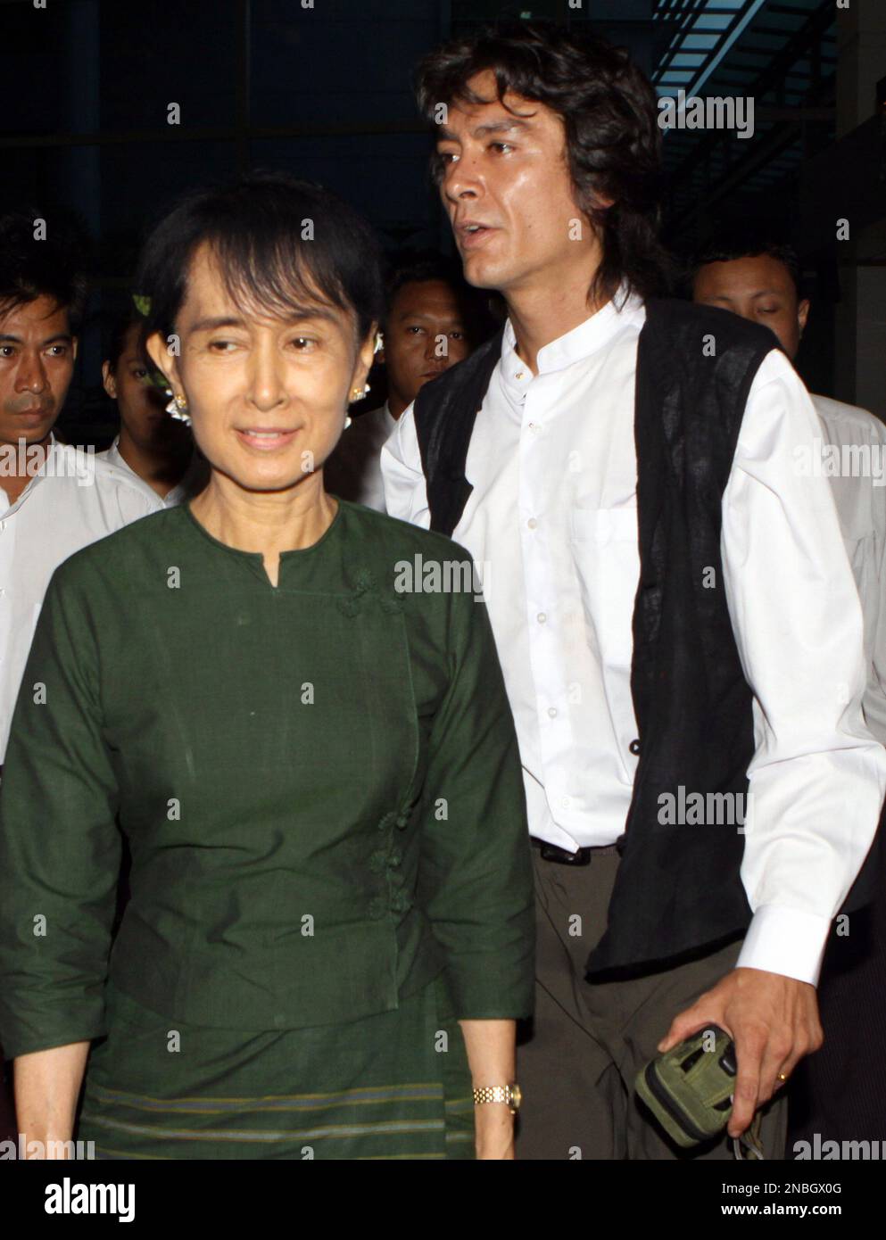 Myanmar democracy icon Aung San Suu Kyi, left, and her youngest son Kim ...