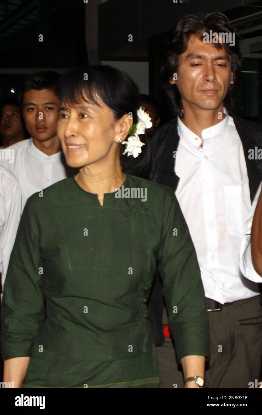 Myanmar democracy icon Aung San Suu Kyi, left, and her youngest son Kim ...