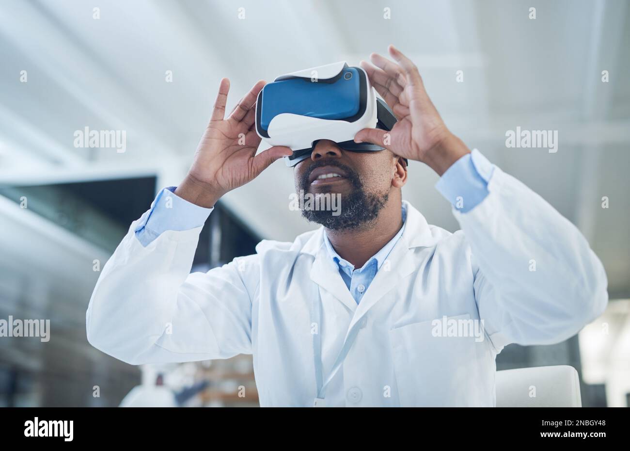 As high tech as science gets. a scientist using a virtual reality ...
