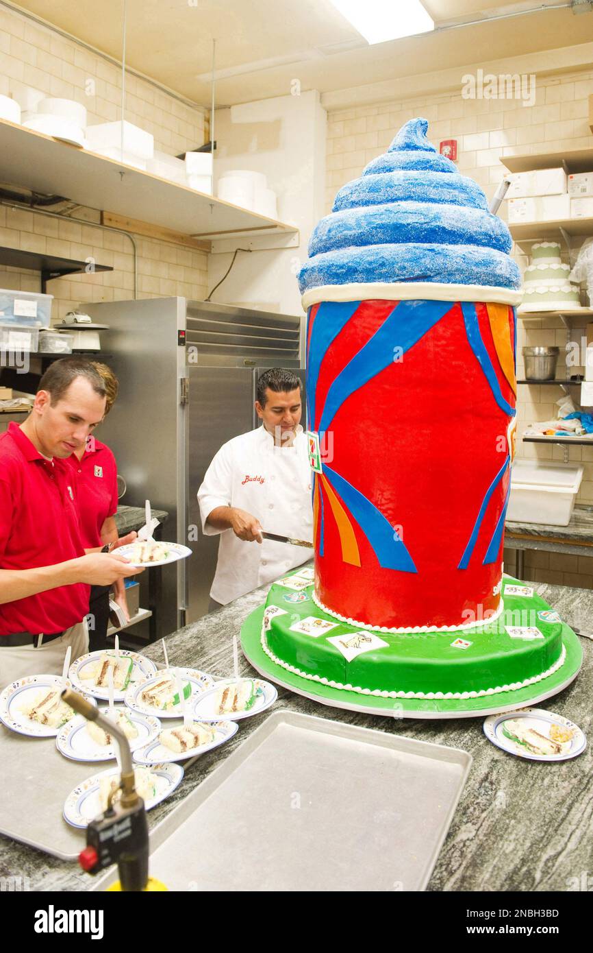 In this photo released by 7-Eleven on Monday, July 11, celebrity master ...