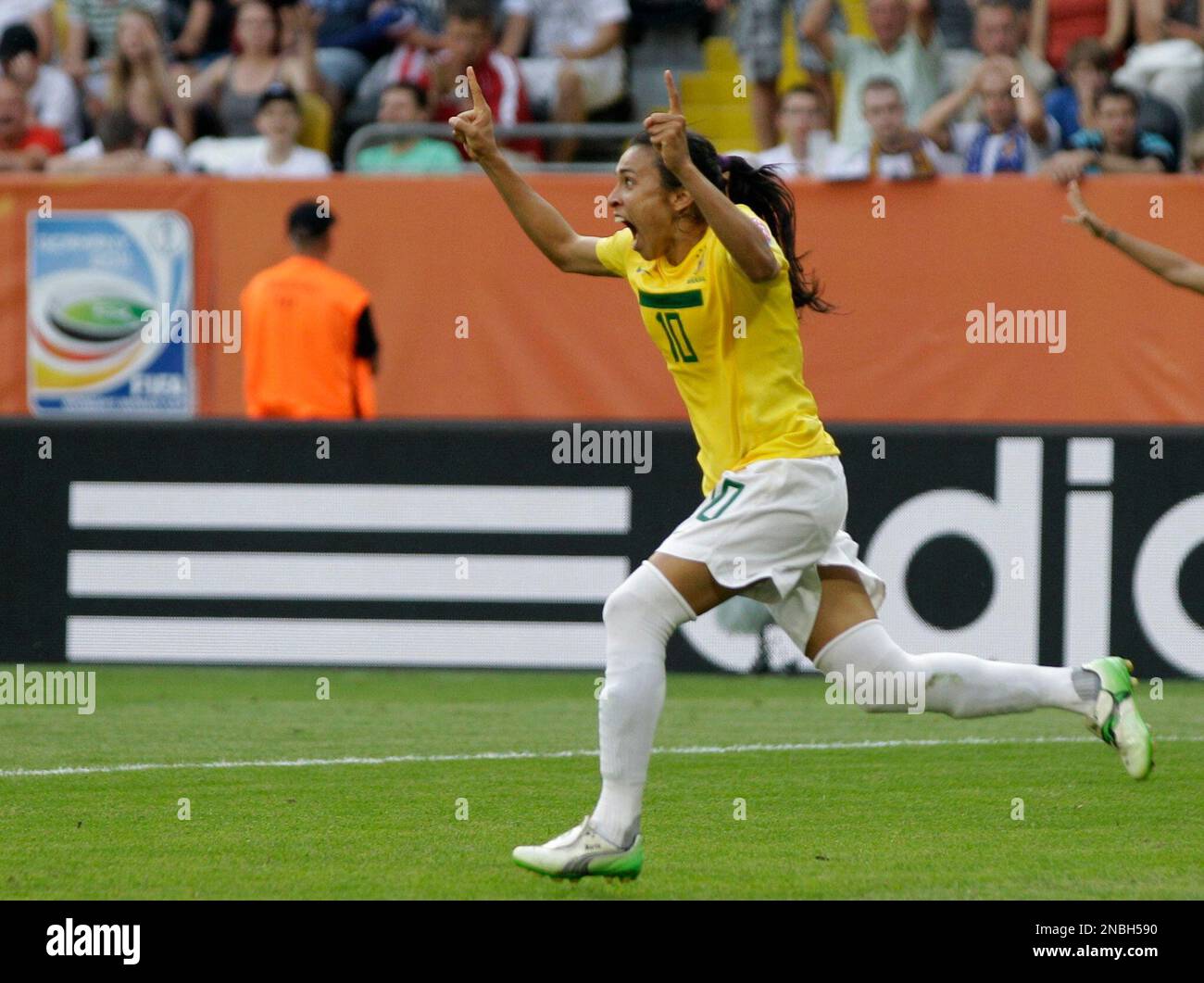 Brazil's Marta celebrates scoring her side's second goal during the ...