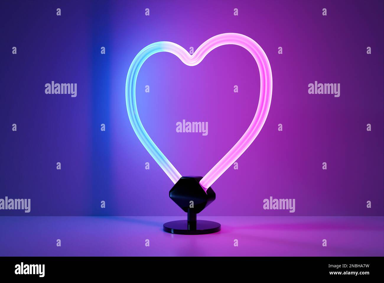 3d illustration realistic neon heart sign for decoration and covering ...