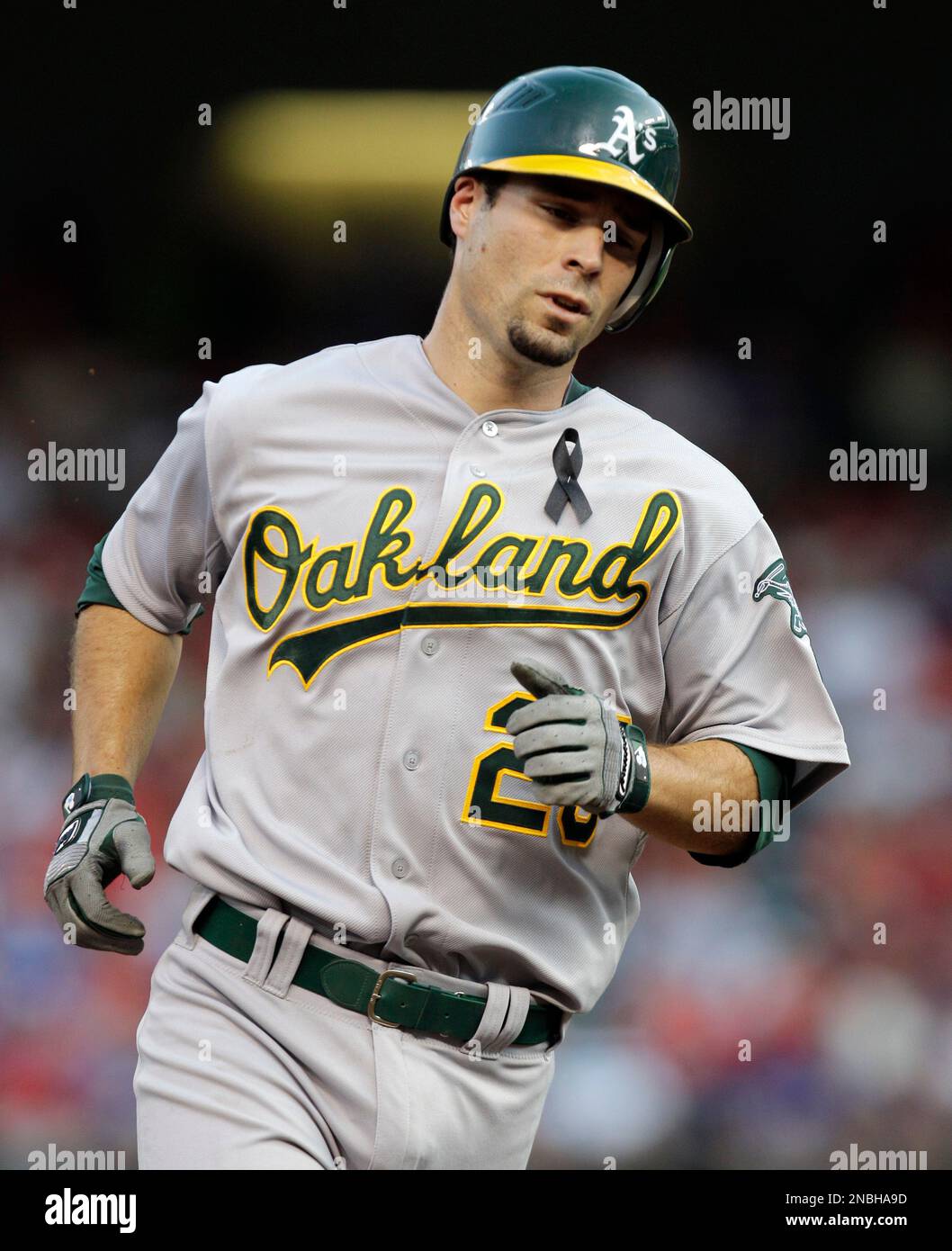 Oakland Athletics' Scott Sizemore rounds third after hitting a solo ...