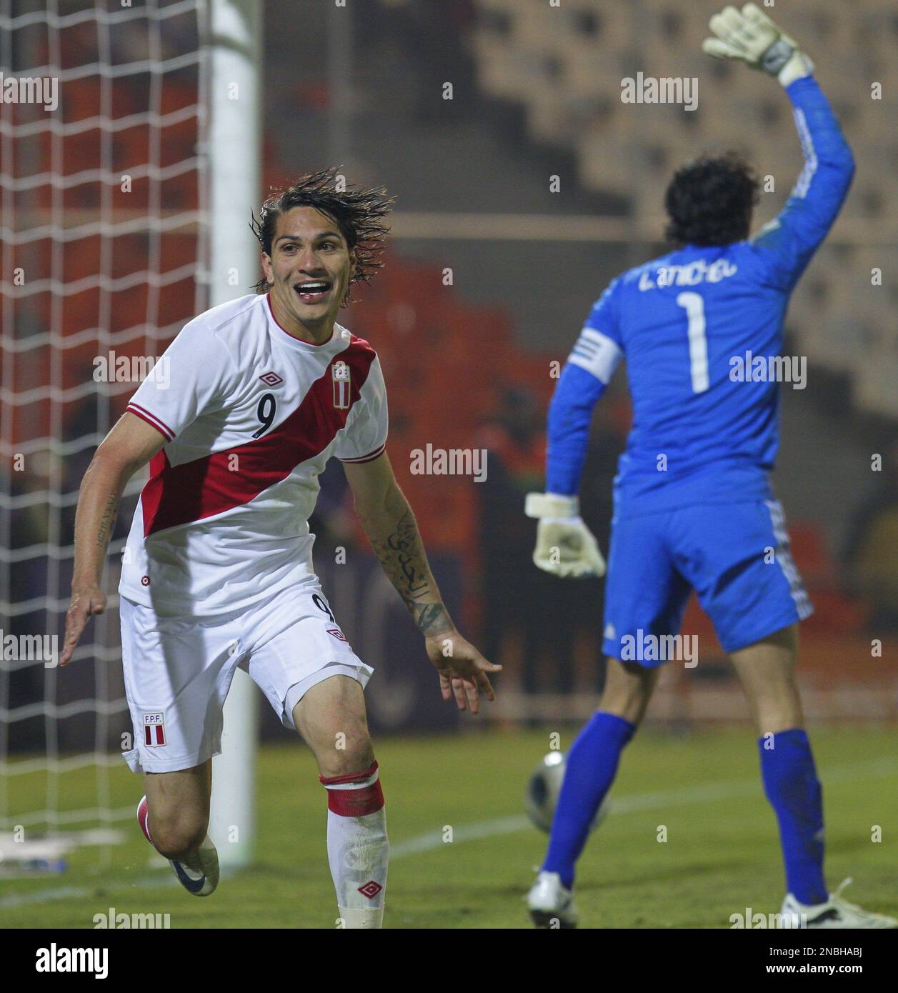 Peru's Paolo Guerrero celebrates after scoring during a Copa America ...