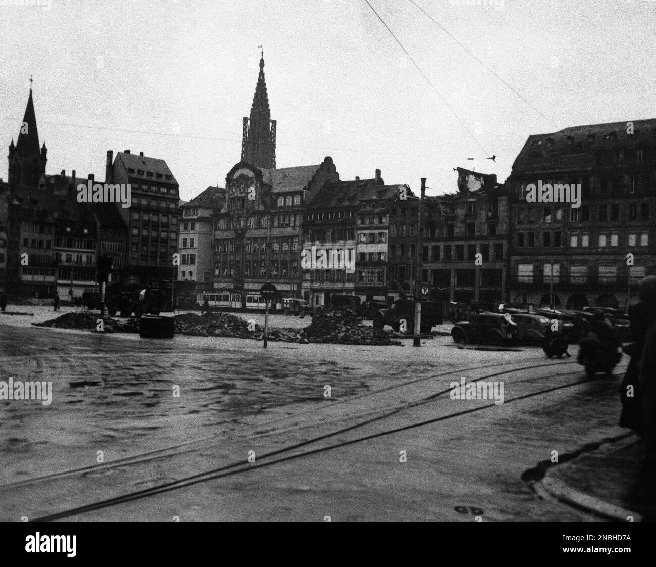 Vehicles fill this square in the center of Strasbourg, capital of ...