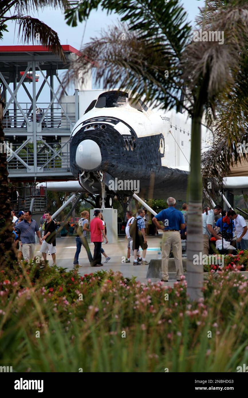 Visitors gather at the Kennedy Space Center Visitor Center on Friday ...