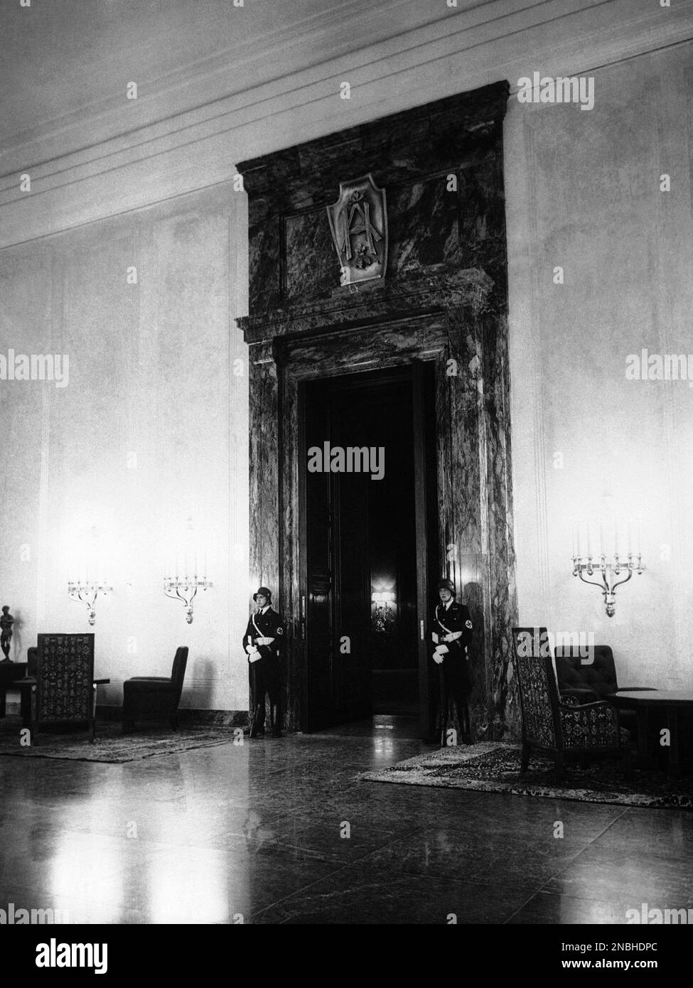 The huge door to Adolf Hitler’s study in the new Chancellery. Colourful ...