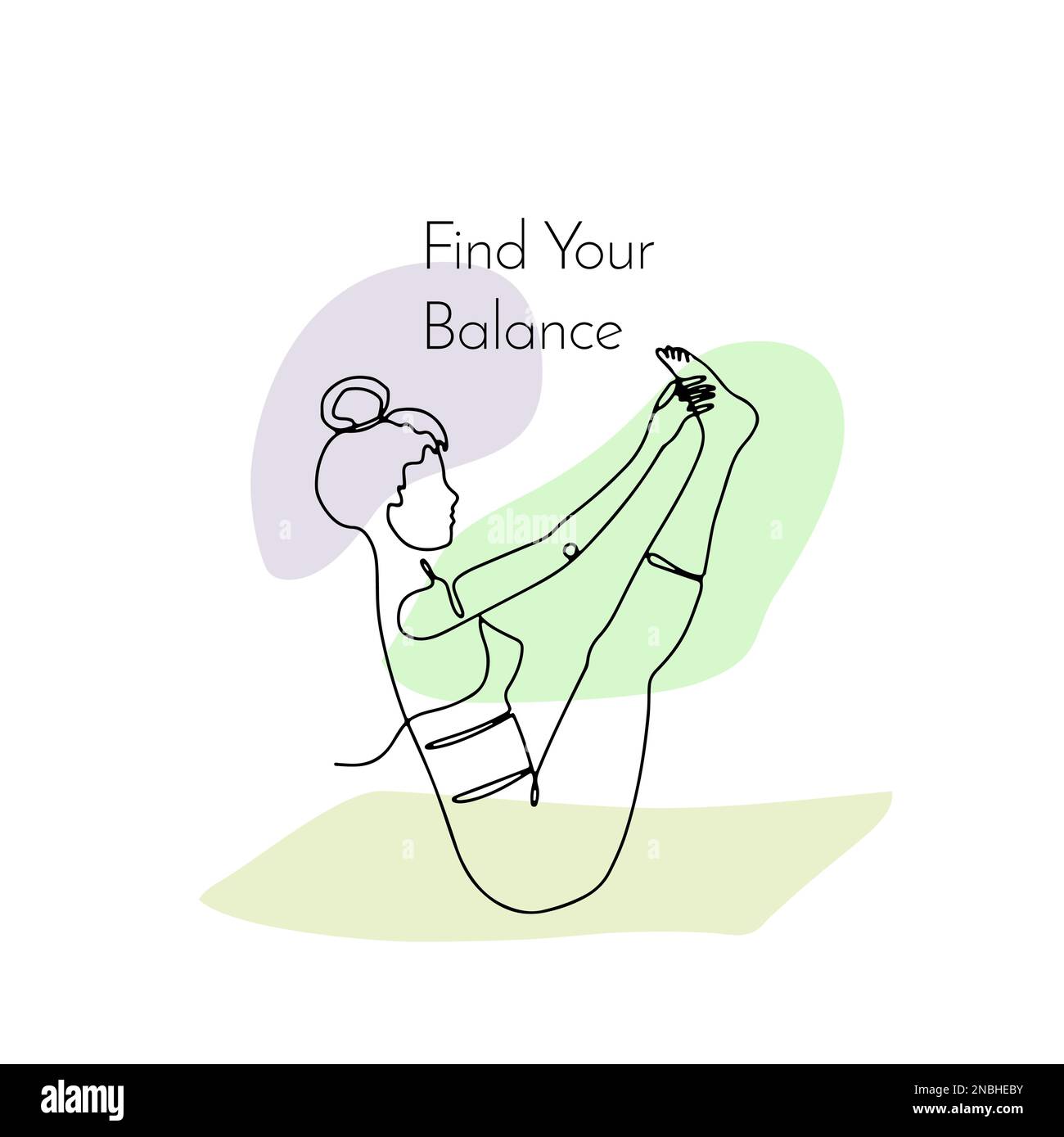 Single line drawing of a girl in yoga pose with inspirational quote ...