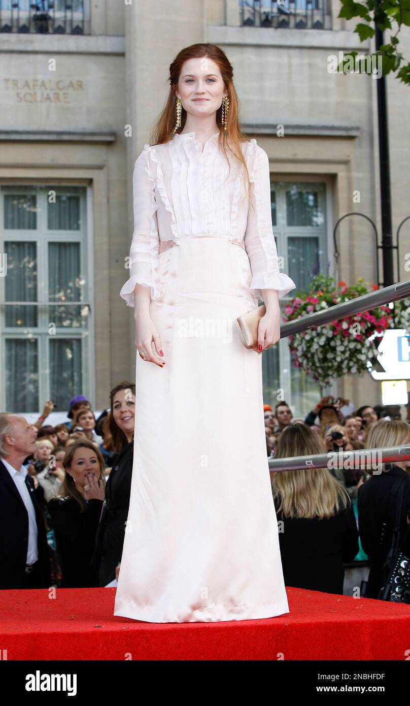 British actress Bonnie Wright arrives in Trafalgar Square, in central ...