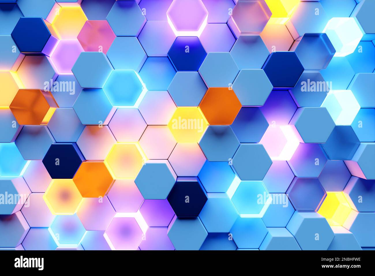 3d illustration of a colorful honeycomb monochrome honeycomb for honey ...