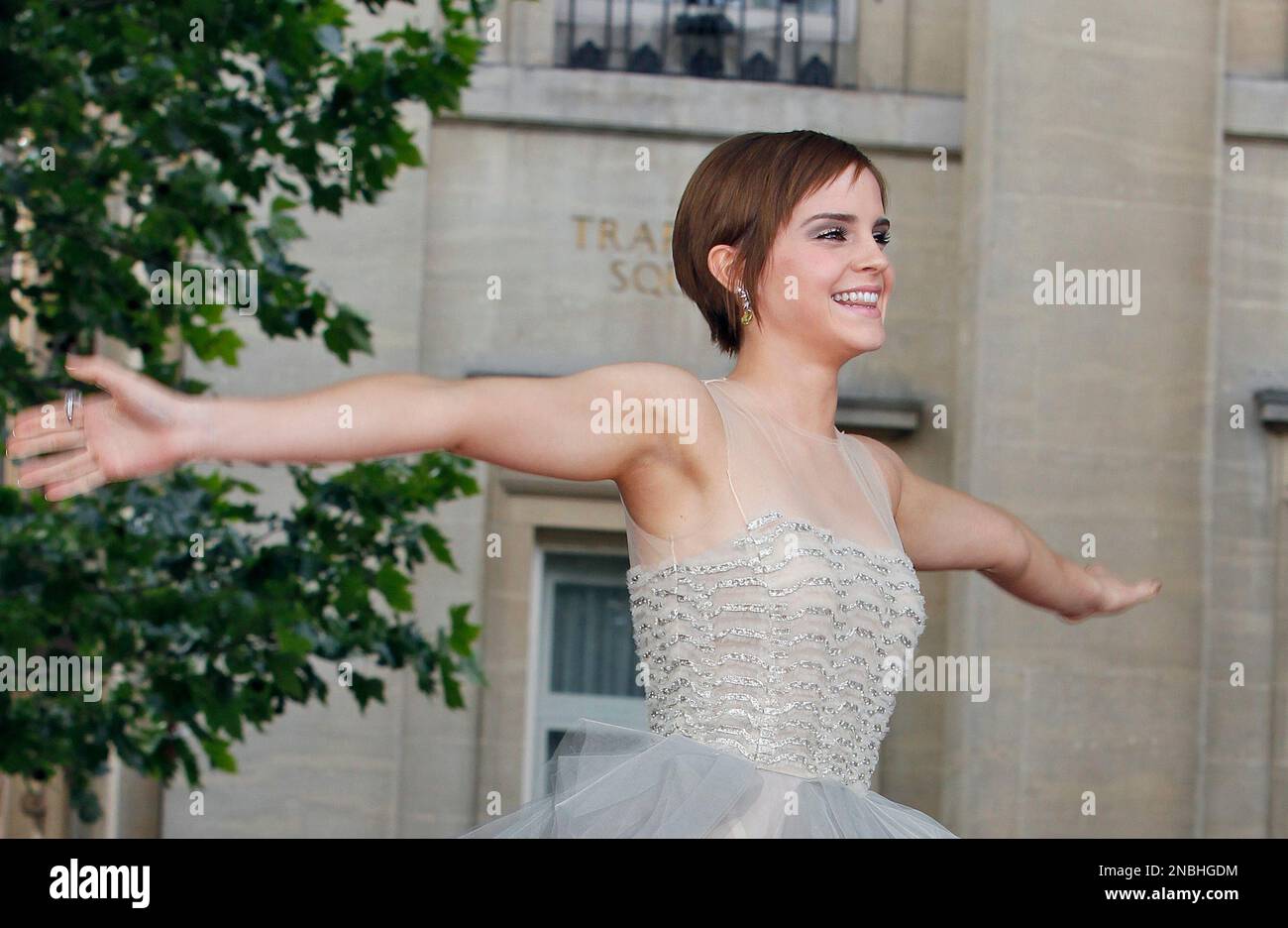British actress Emma Watson arrives in Trafalgar Square, central London ...