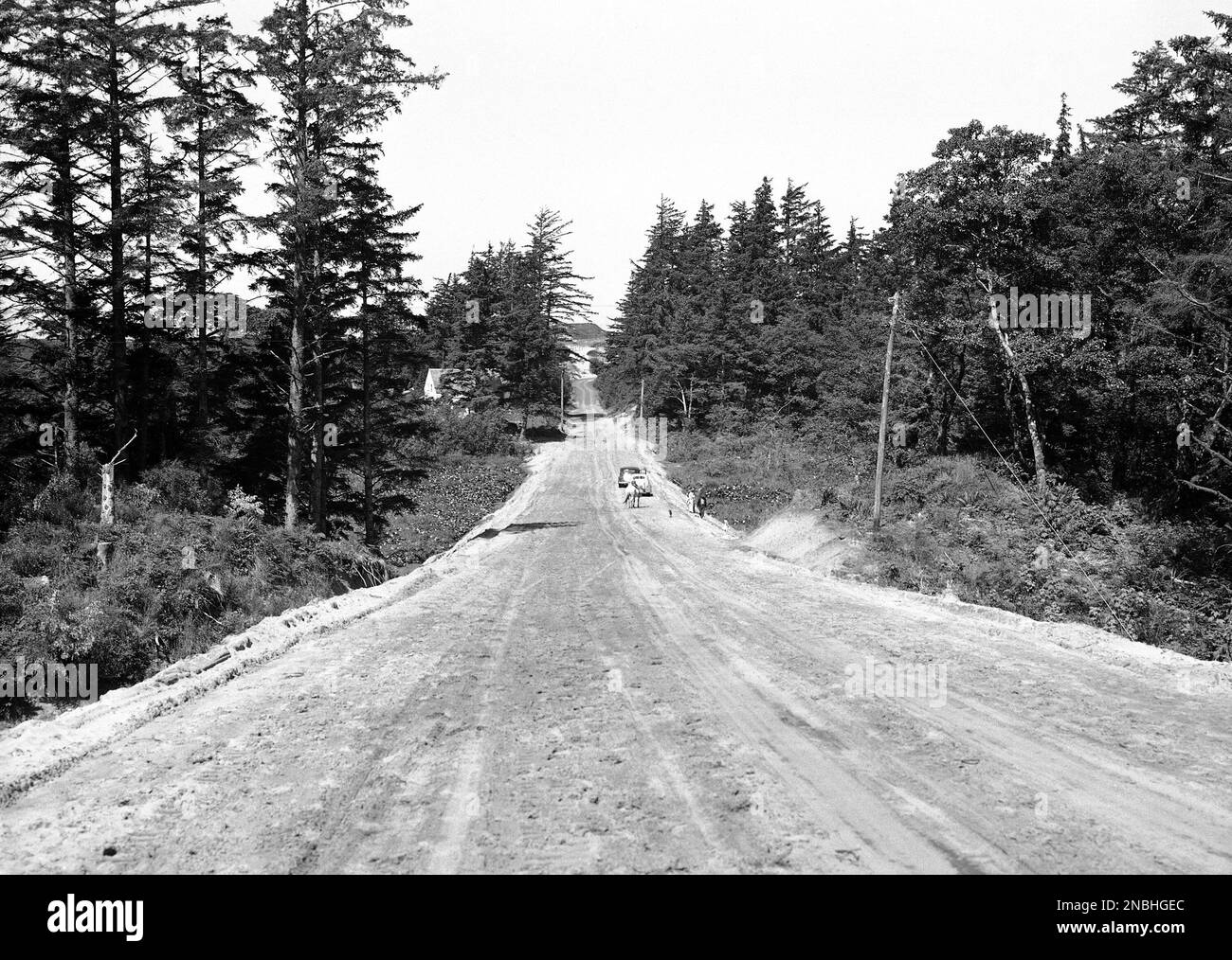Delaura Road leading to Pacific Ocean, with cars pulled over near where ...