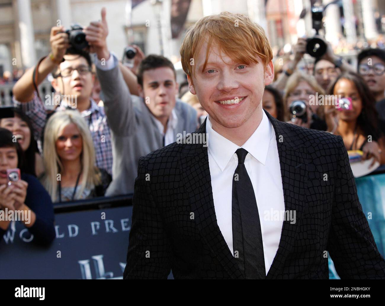 British actor Rupert Grint arrives in Trafalgar Square, in central ...