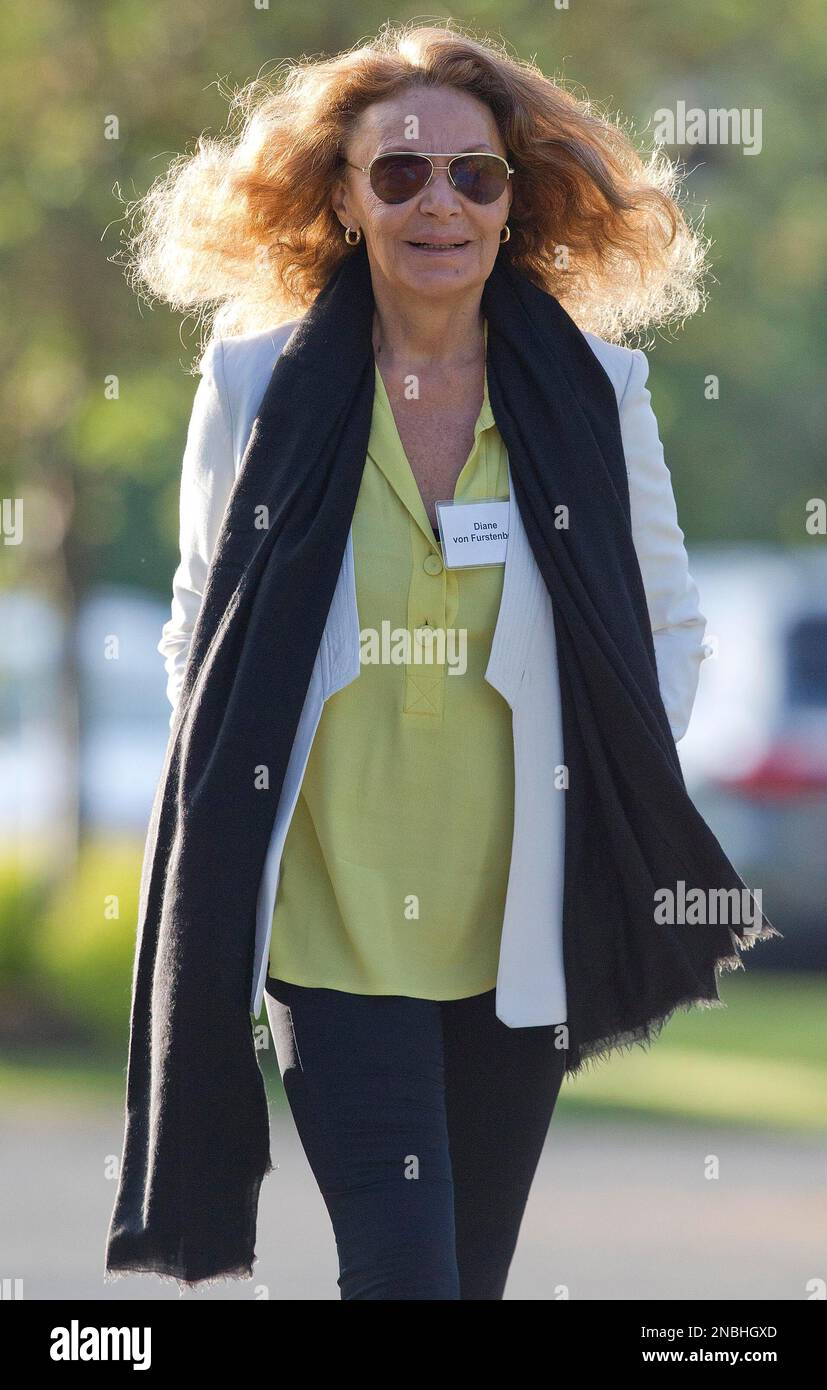 Fashion designer Diane von Furstenberg arrives at the Sun Valley Inn ...