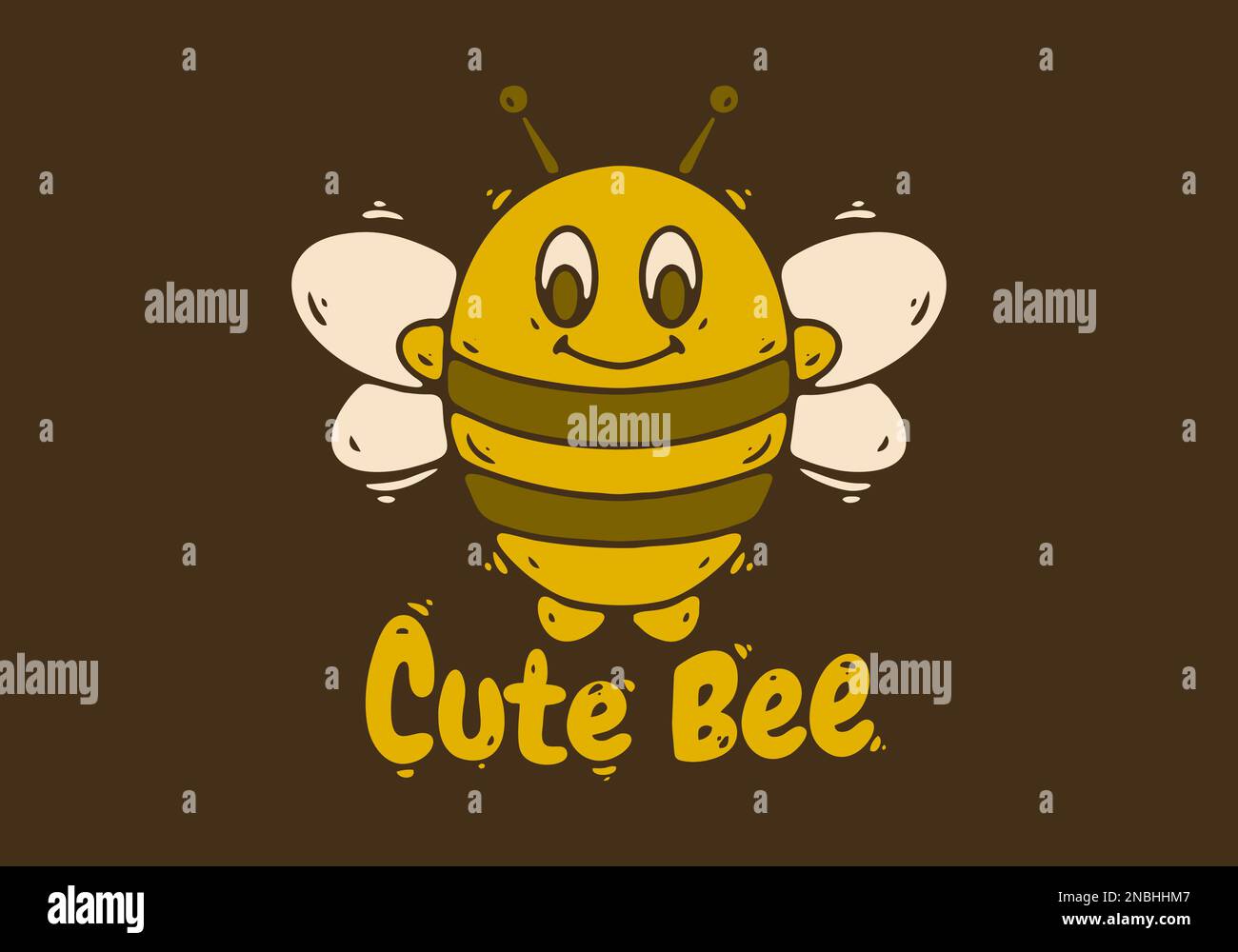 Illustration character design of a cute bee with smiling face Stock ...