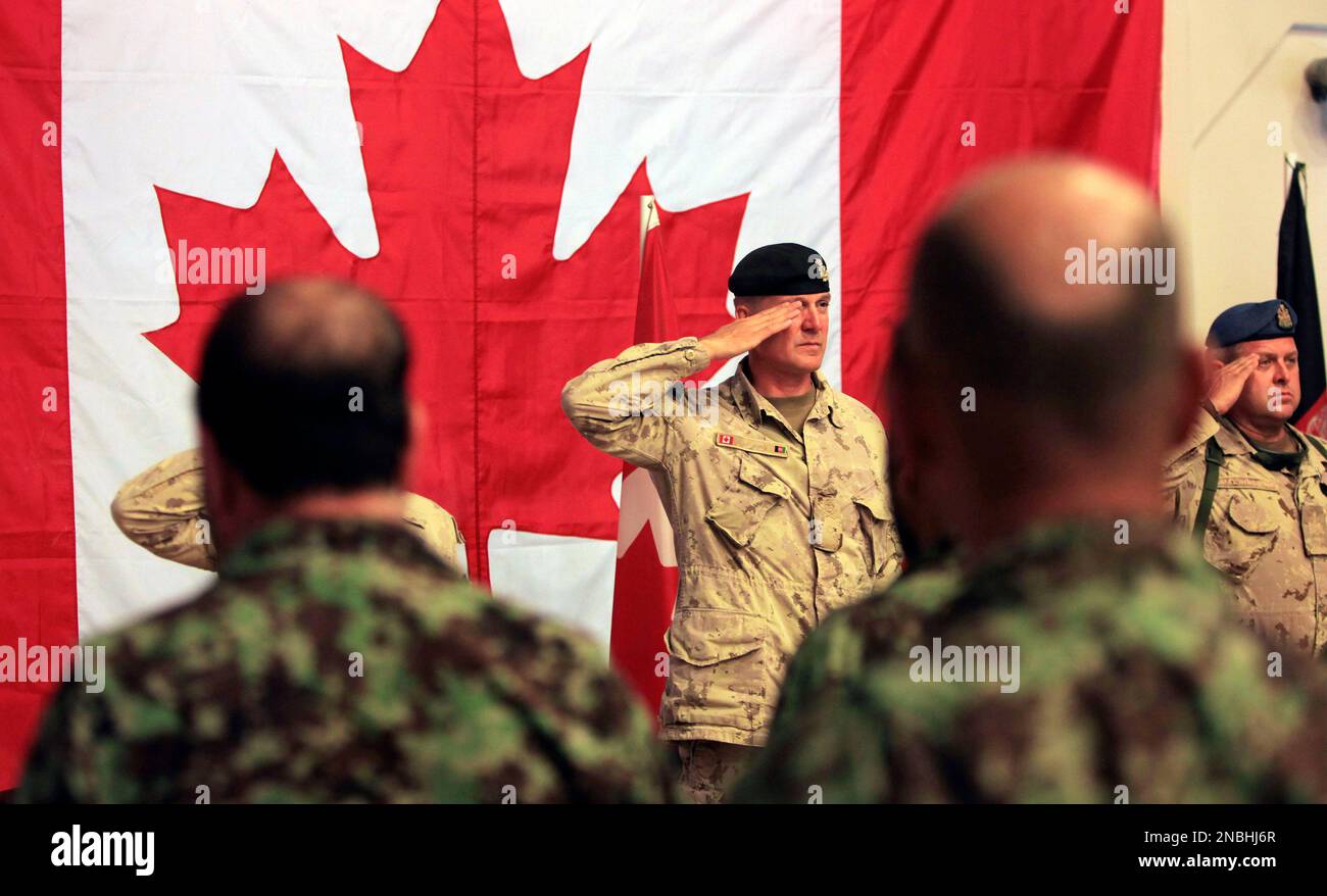 Brig.-Gen Dean Milner center, Commander of Canadian Forces Kandahar ...