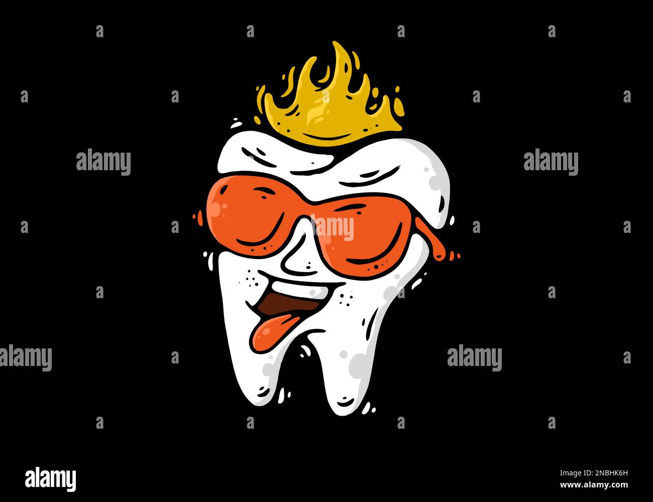 Illustration character design of a tooth wearing red sunglasses Stock ...