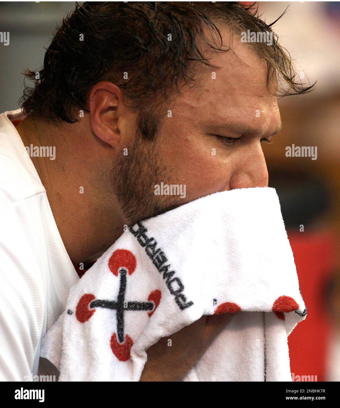 St. Louis Cardinals starting pitcher Jake Westbrook sits on the bench ...