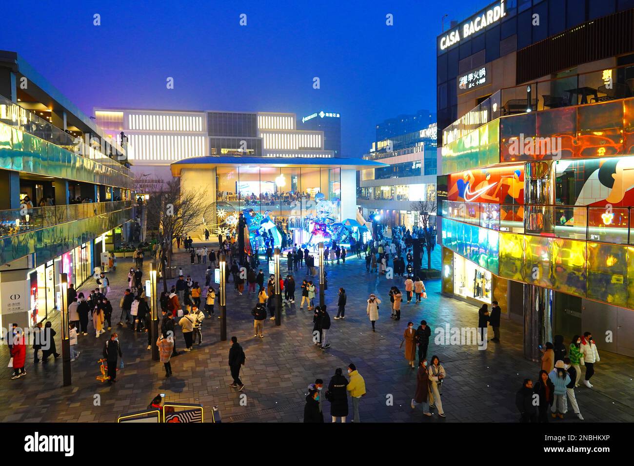 People go shopping at night in Taikoo Li Sanlitun, Beijing, China, 11 ...