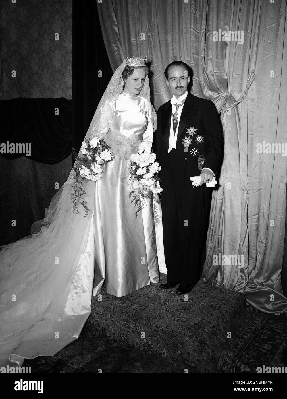 Princess Regina of Saxe-Meiningen and Archduke Otto von Habsburg pose ...
