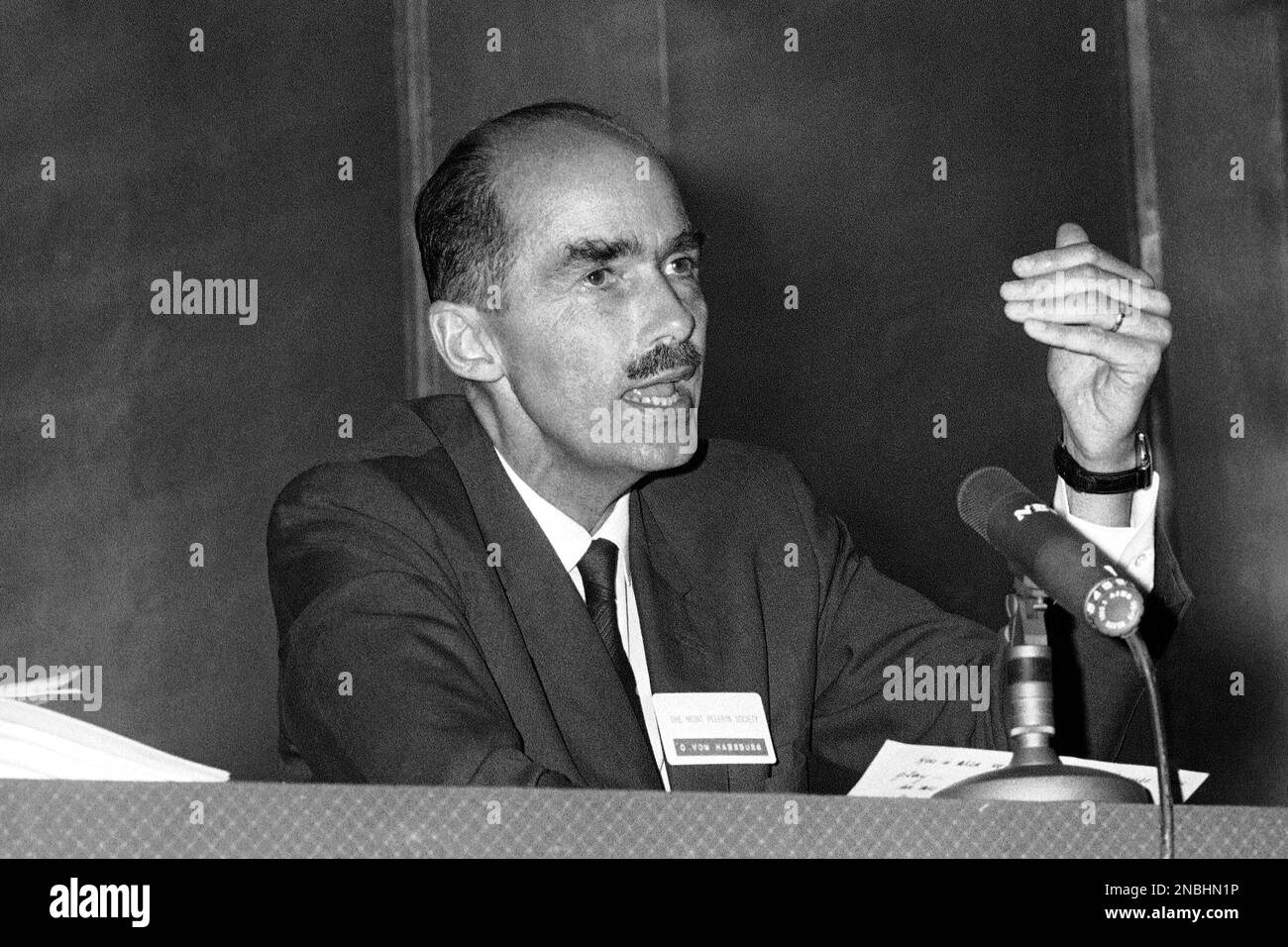Otto von Habsburg, the Archduke of Austria, gestures during his speech ...